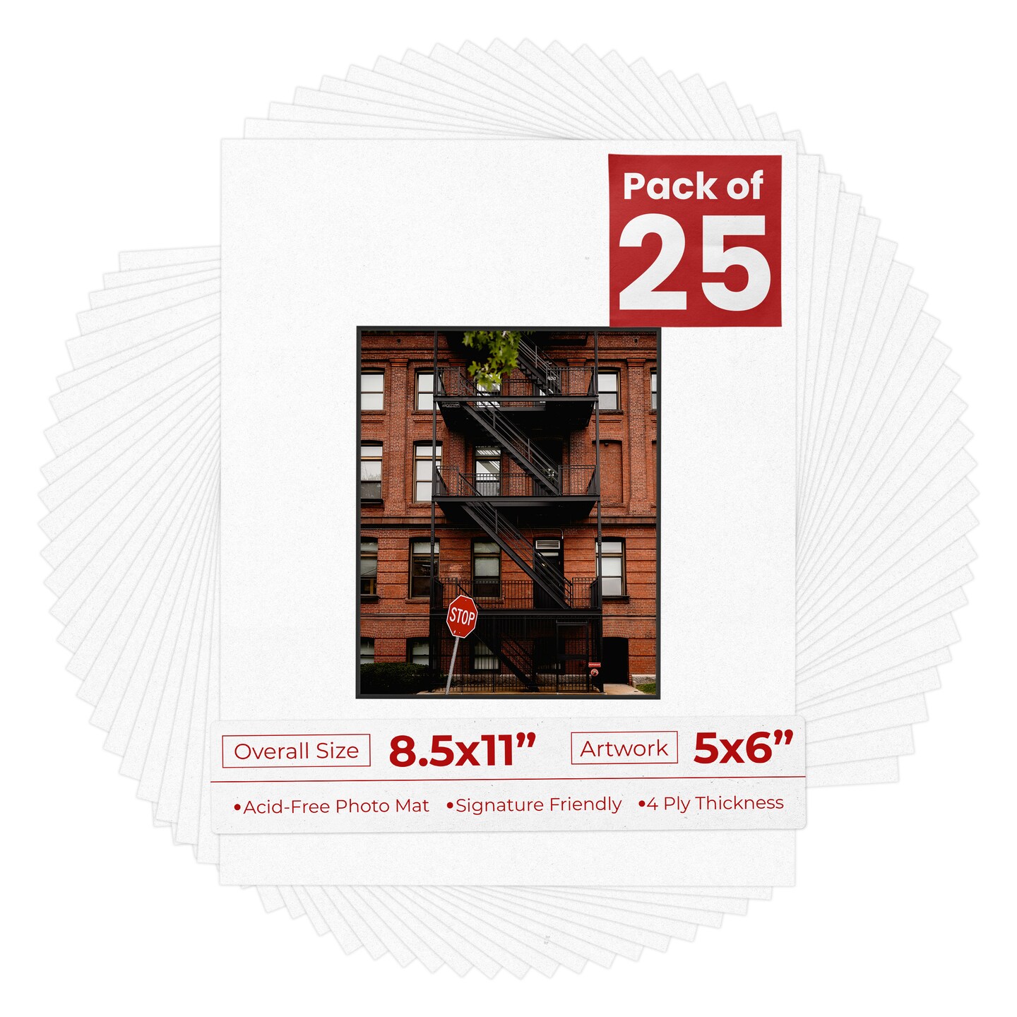 White with Black Core Mat Board for 8.5x11 Frames - Fits 5x6 Photos ...