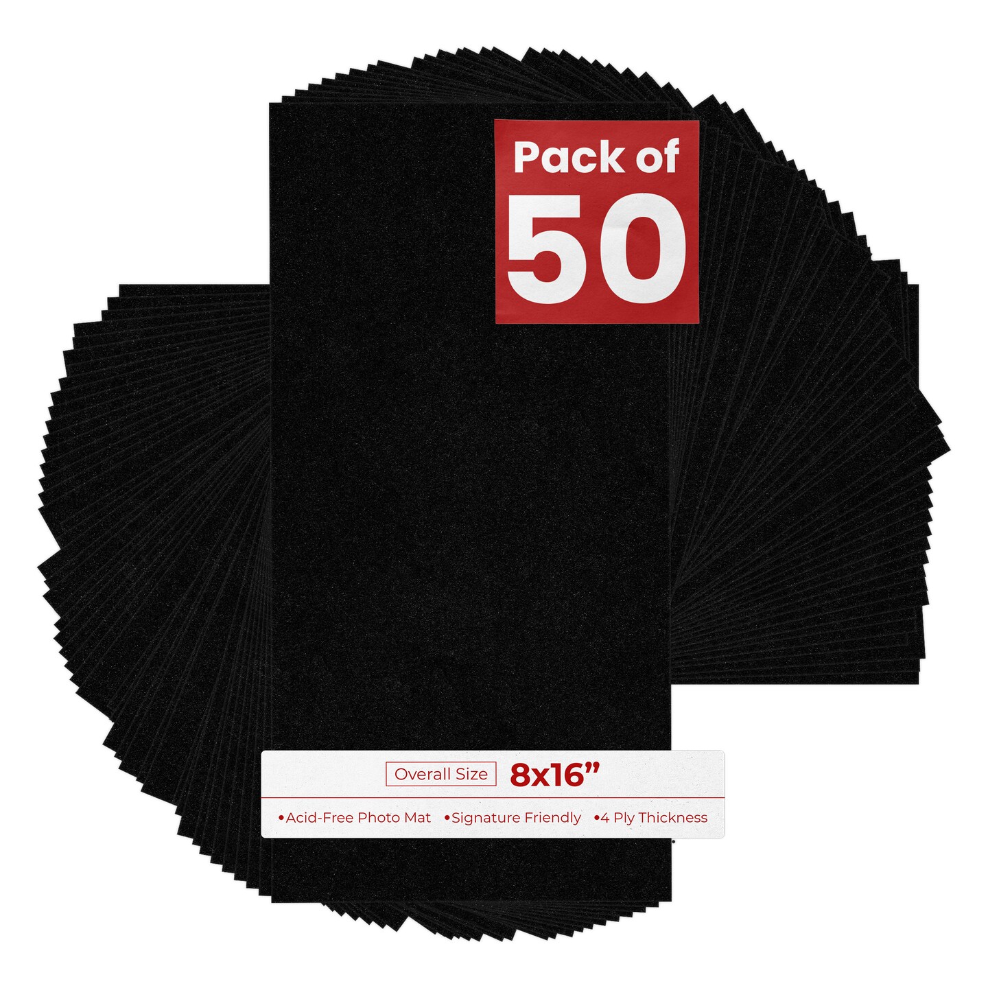 Black with Black Core 8x16 Uncut Mat Board - Blank Sheets, No Opening ...
