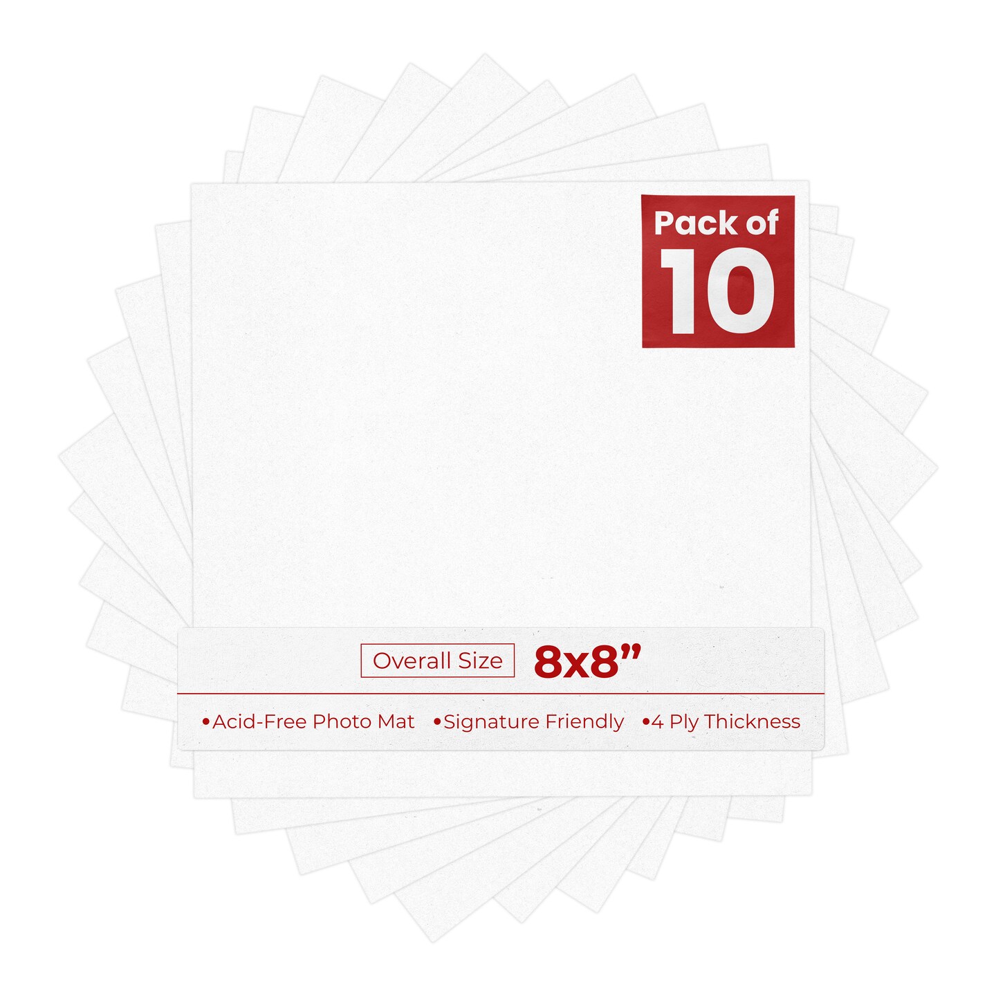 White with Black Core 8x8 Uncut Mat Board - Blank Sheets, No Opening ...