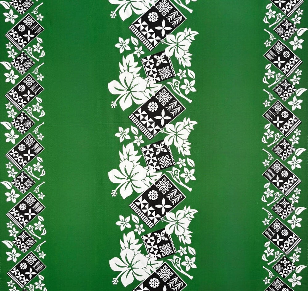 1 Yard Hibiscus Tropical Leaf Tapa Border Print Polyester Fabric for ...