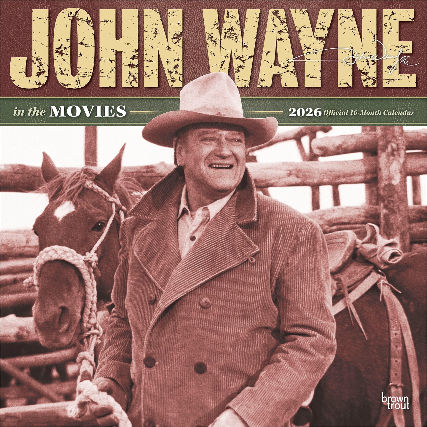 John Wayne in the Movies OFFICIAL | 2026 12 x 24 Inch (Hanging) Monthly ...