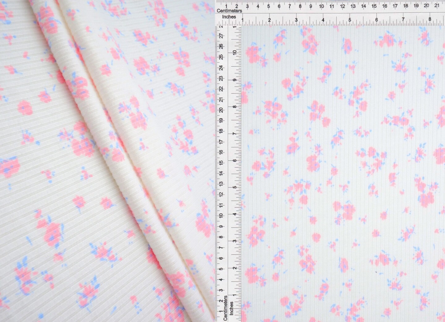 1 Yard Soft 4x2 Yummy Rib Knit Fabric Ditsy Print 58/59 Inches Wide ...