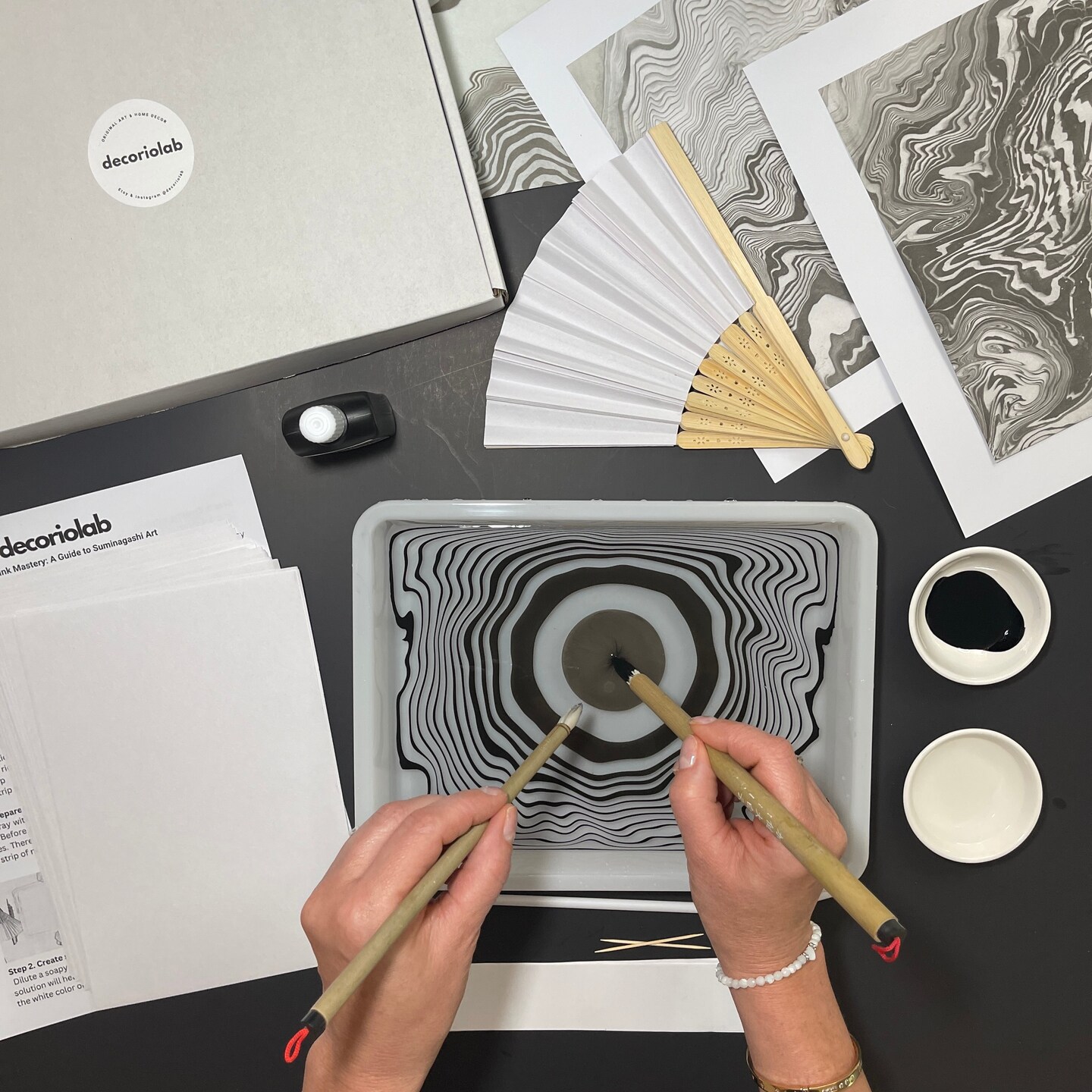 Suminagashi Craft Kit for Adults and Kids, Japanese Marbling Kit, DIY ...