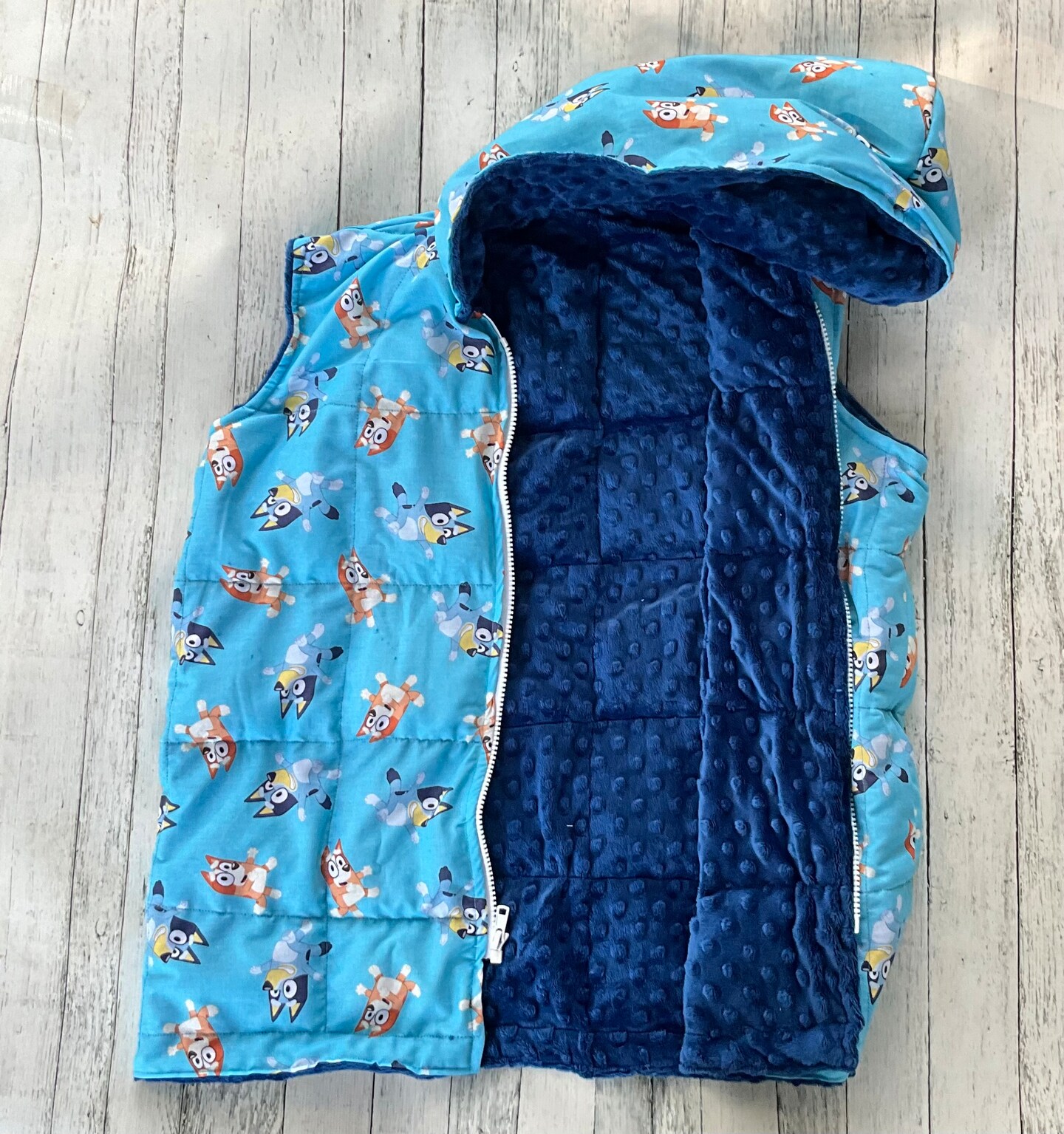 Weighted Vest for Kids Bluey, Blue Minky Lining| Youth Sizes S M L ...