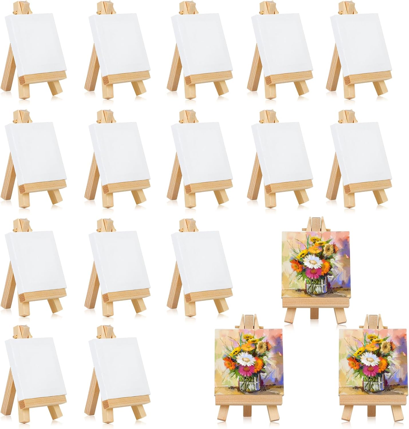 18 Pack Mini Canvases Panels for Painting with Mini Easel (18Pack 5x5 ...
