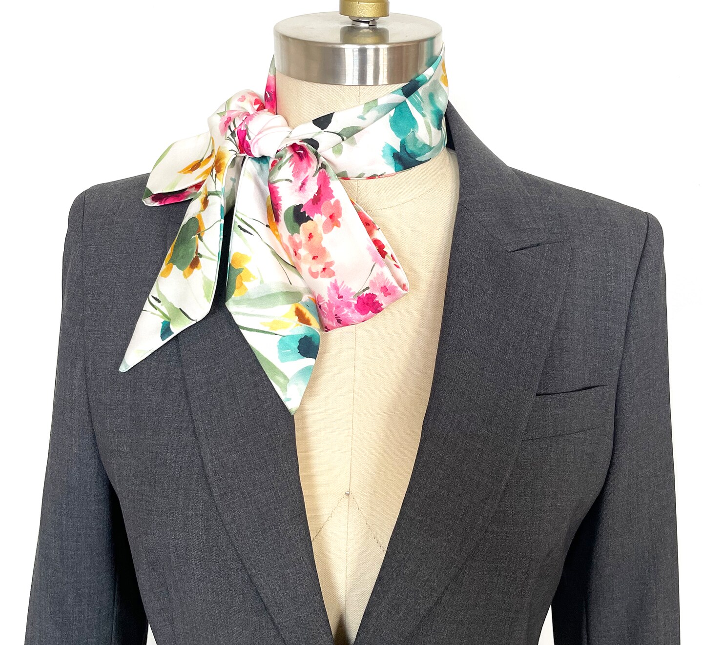 Japanese Floral Long Skinny Scarf, Neck Bow, Neck Tie and Hair Scarf ...