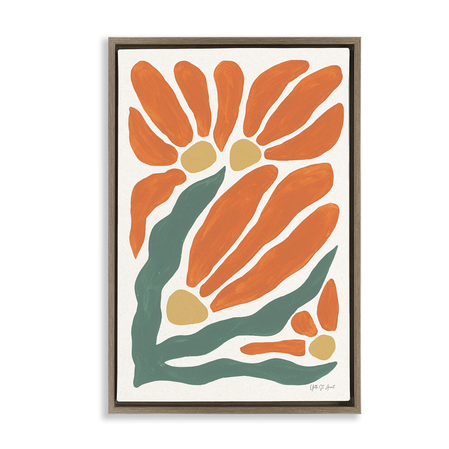 Stupell Industries Midcentury Orange Blooms Floating Frame By Yvette St ...
