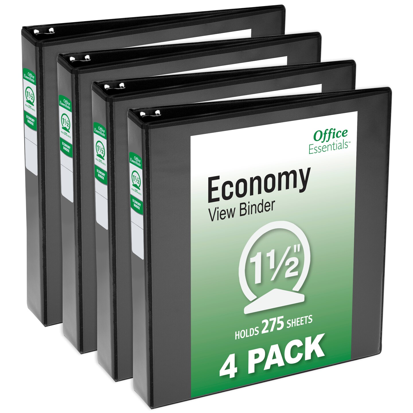 Office Essentials Economy View 3 Ring Binders, 1.5" Round Rings, 2.1 ...