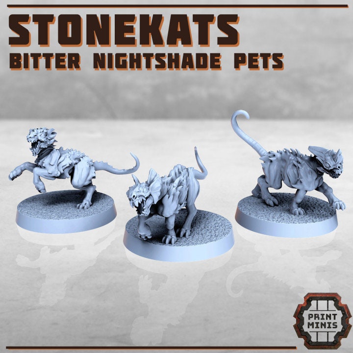3pc Stonekats DnD Monster Cats Dungeons and Dragons 28mm 32mm ...