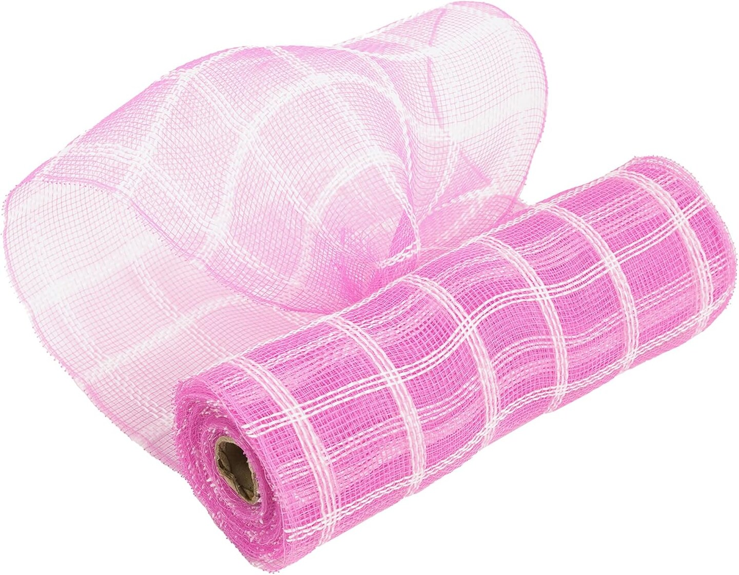 Pink and White Plaid Deco Mesh 10 Inch Pink White Check Mesh Ribbon ...