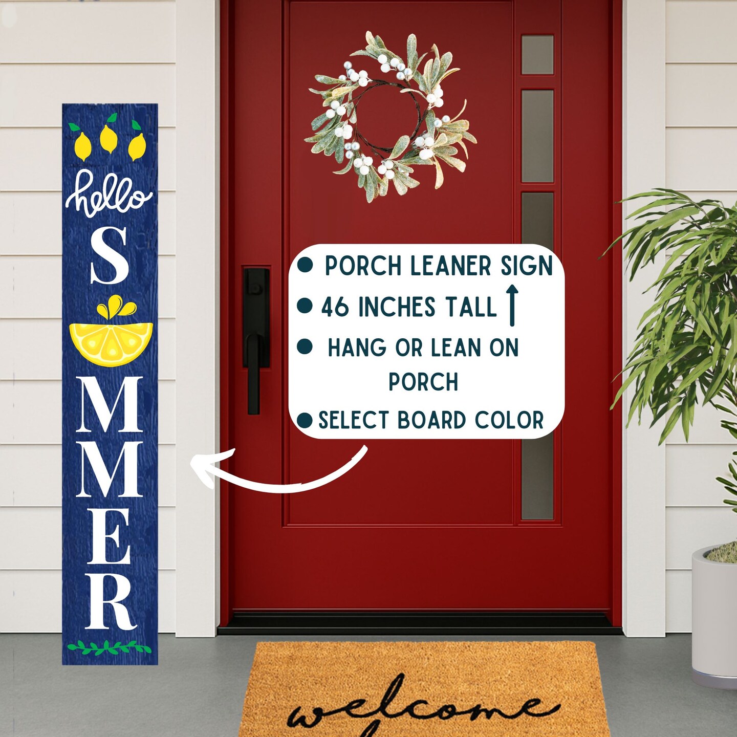 Hello Summer Porch Sign with Lemons, Summer Welcome Porch Sign, Tall ...