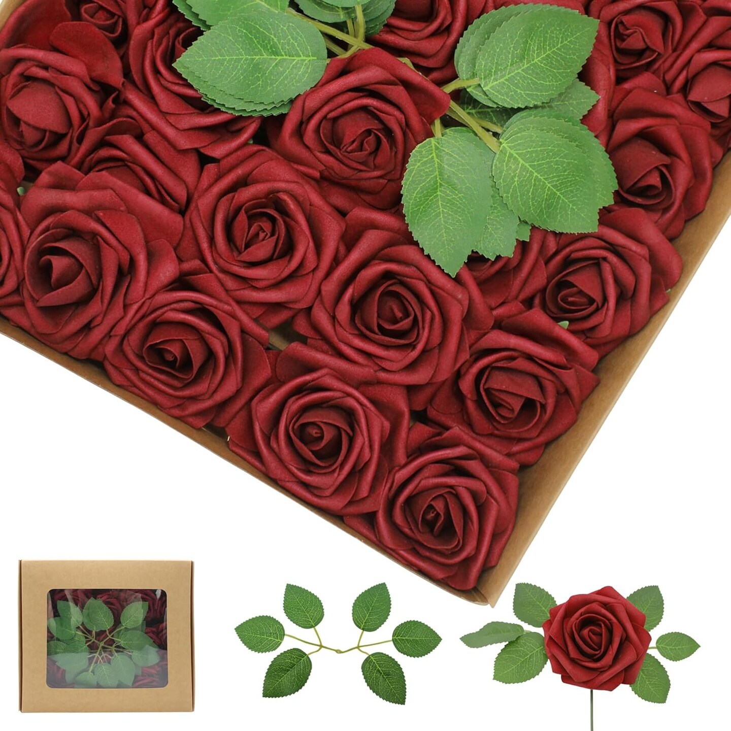Artificial Bouquets Flowers 50PCS Burgundy Roses | Michaels