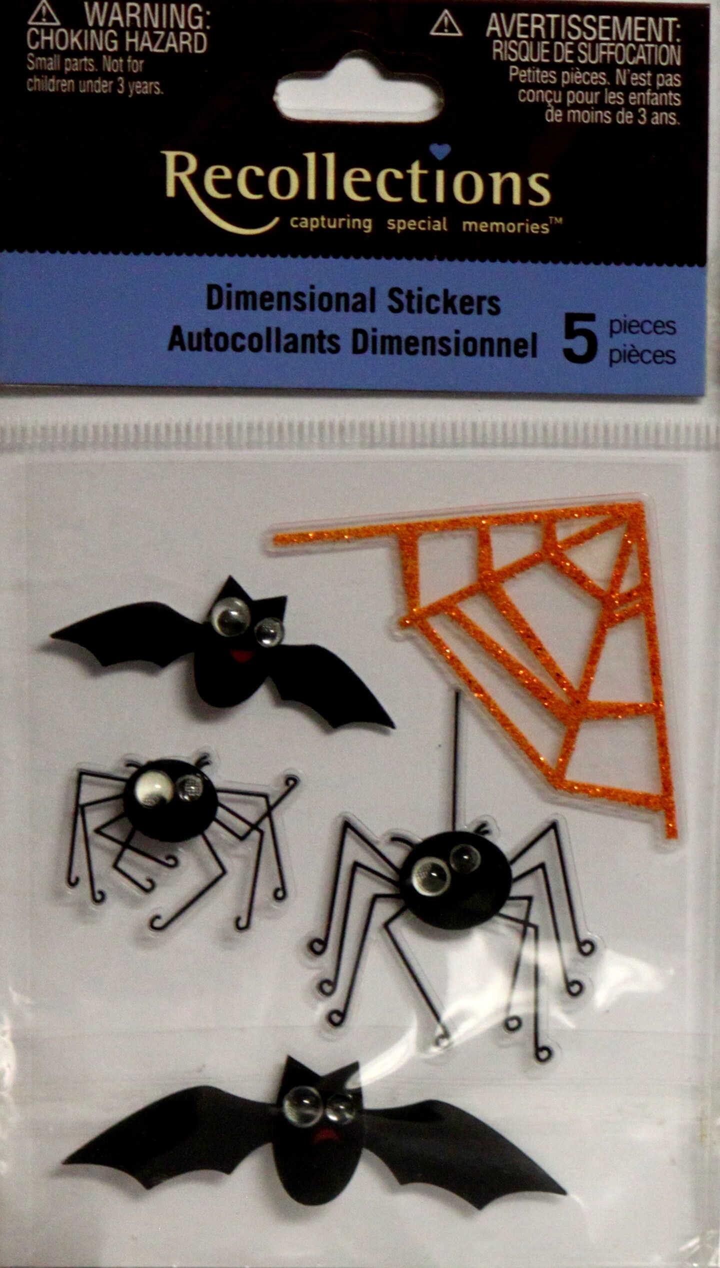 Recollections Vintage Halloween Spiders & Bats Dimensional Stickers ...