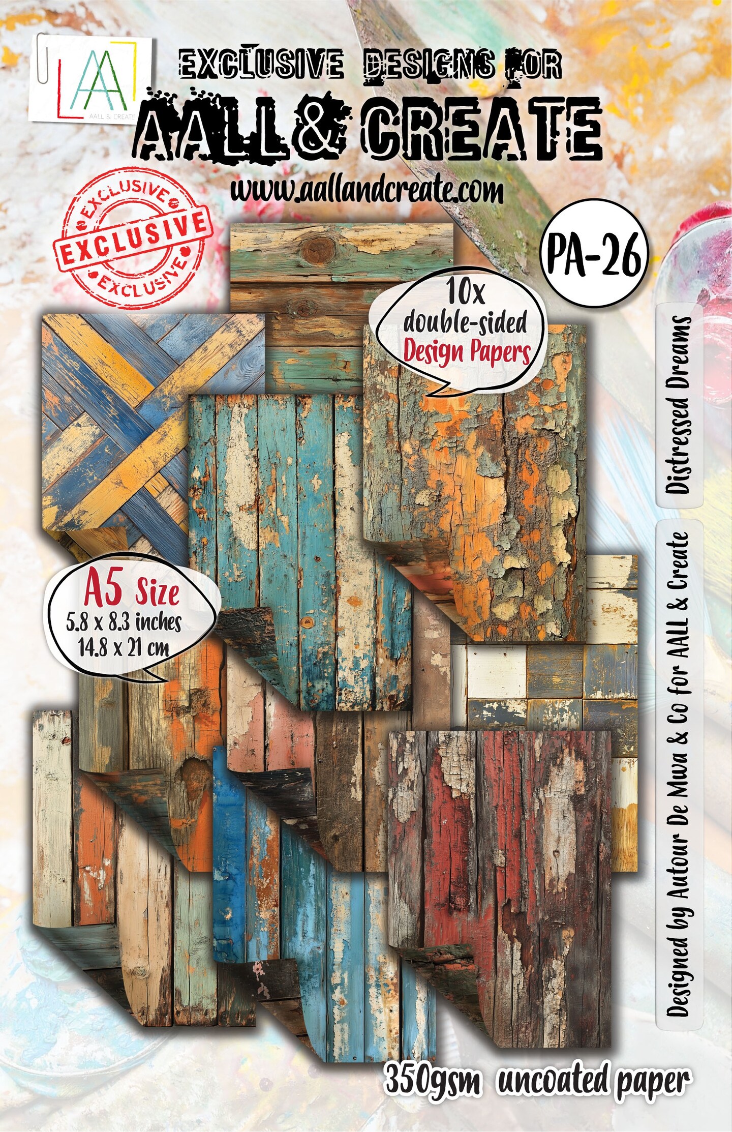 AALL And Create Design Double-Sided Cardstock A5 10/Pkg-Distressed ...