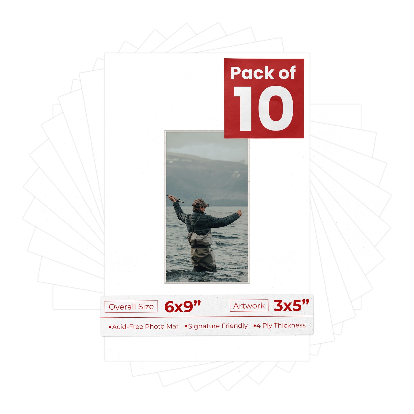 White Suede Mat Board for 6x9 Frames - Fits 3x5 Photos, Color: White ...