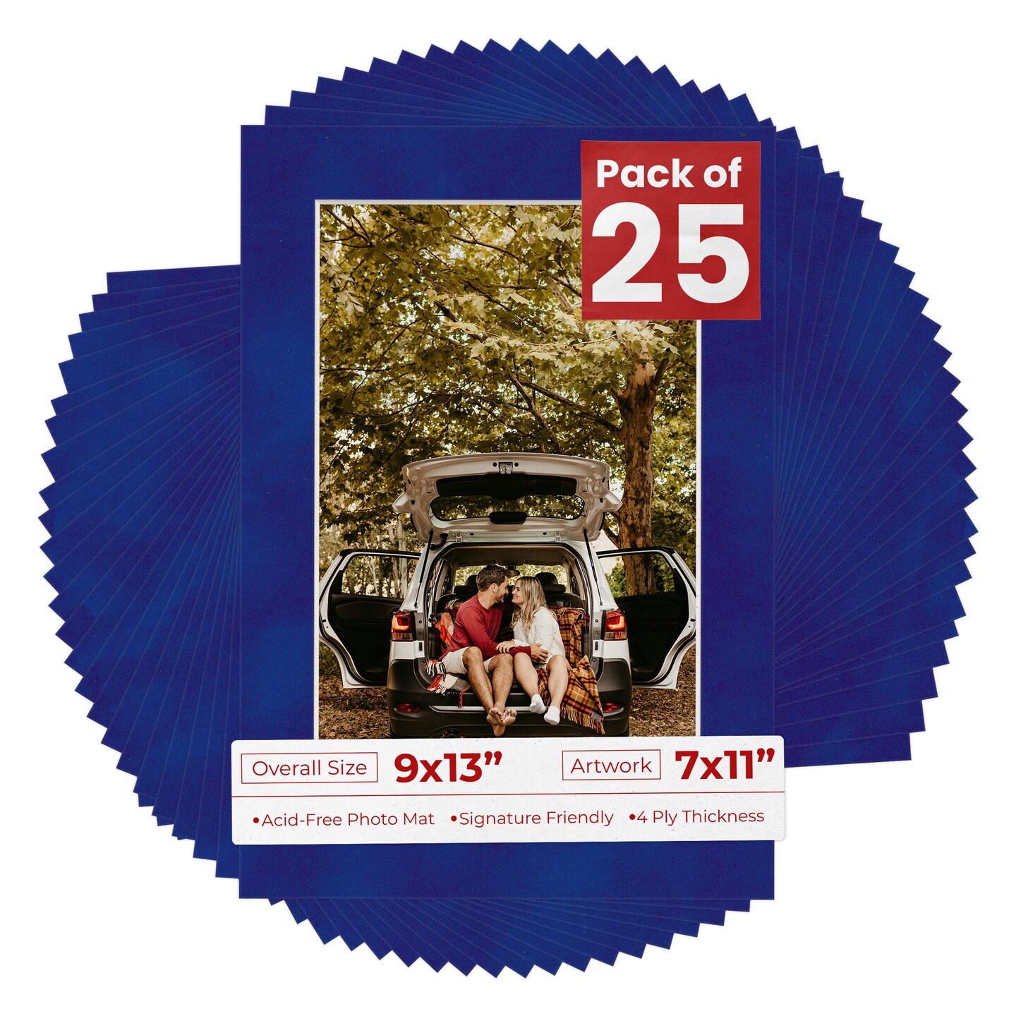 Royal Blue Suede Mat Board for 9x13 Frames - Fits 7x11 Photos, Color ...