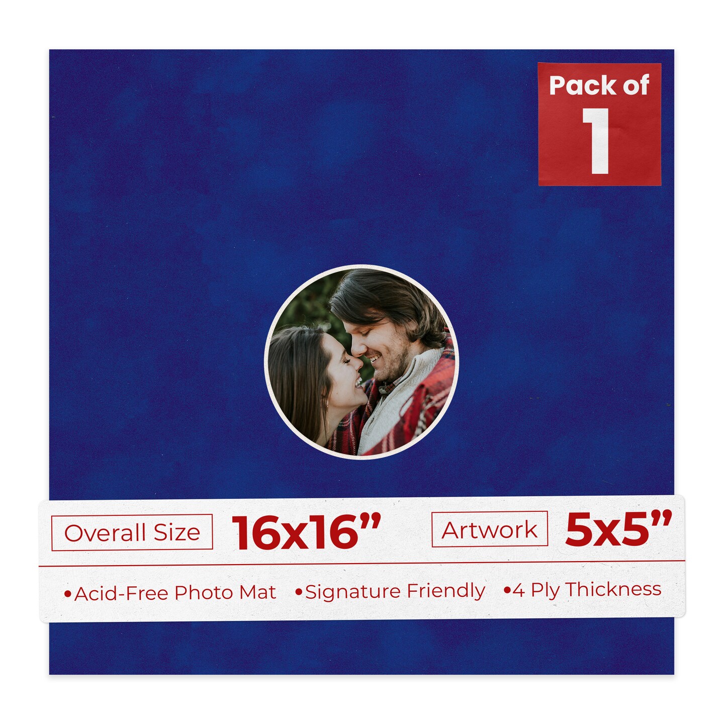 Royal Blue Suede Mat Board for 16x16 Frames - Circle Opening for 5x5 ...
