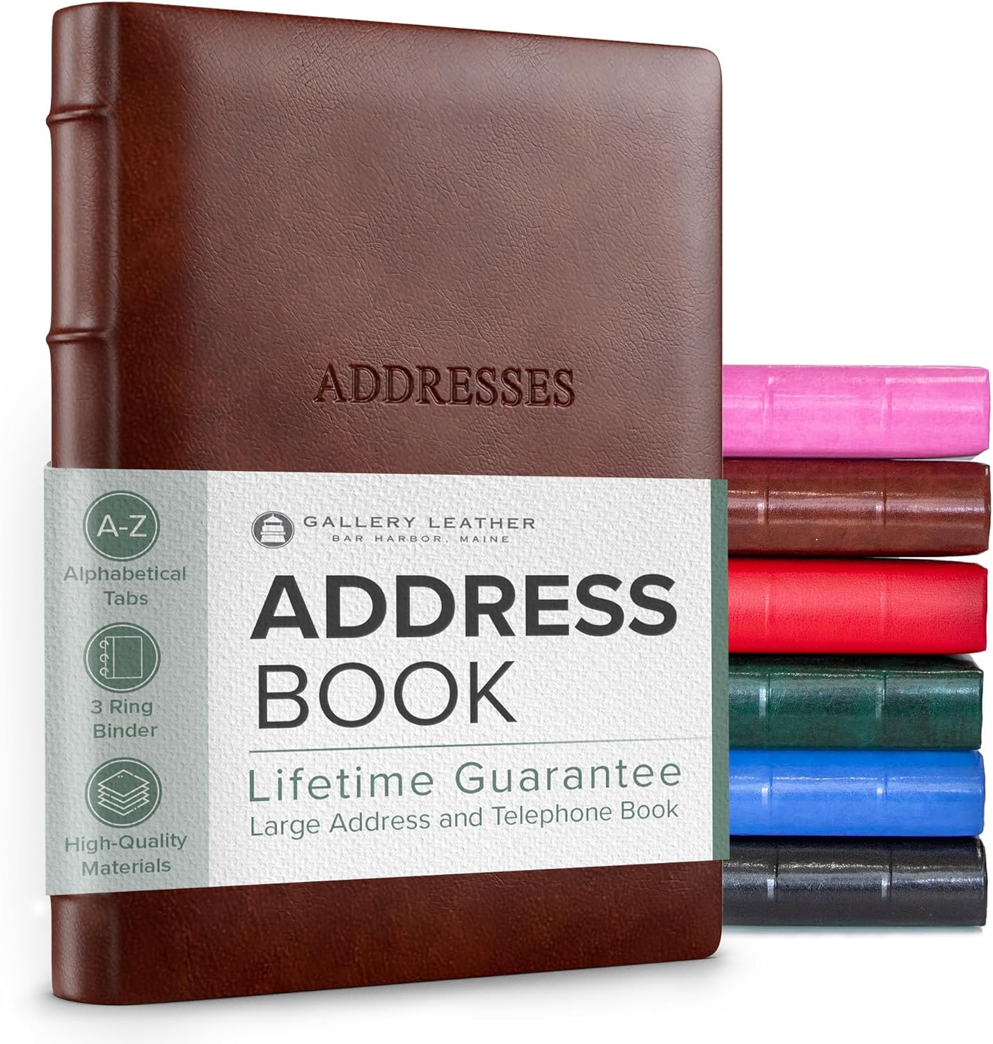 Gallery Leather Large Address Book with Alphabetical Tabs up to 480 ...