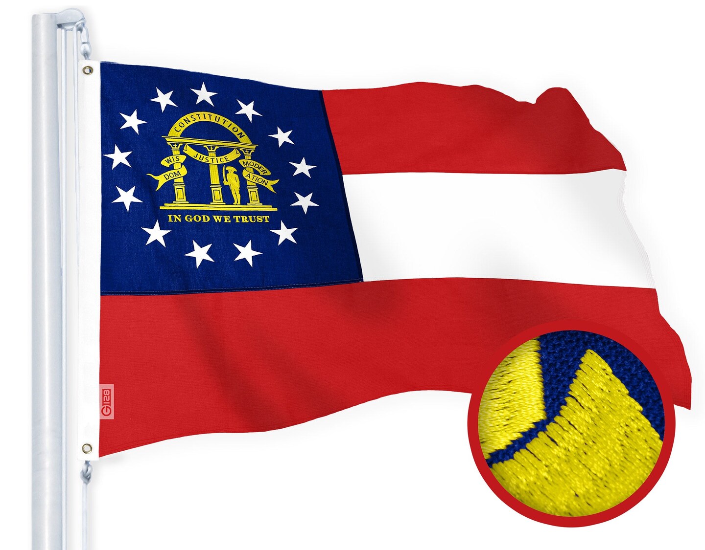 G128 Georgia State Flag | 2x3 Ft | StormFlyer Series Embroidered 220GSM ...