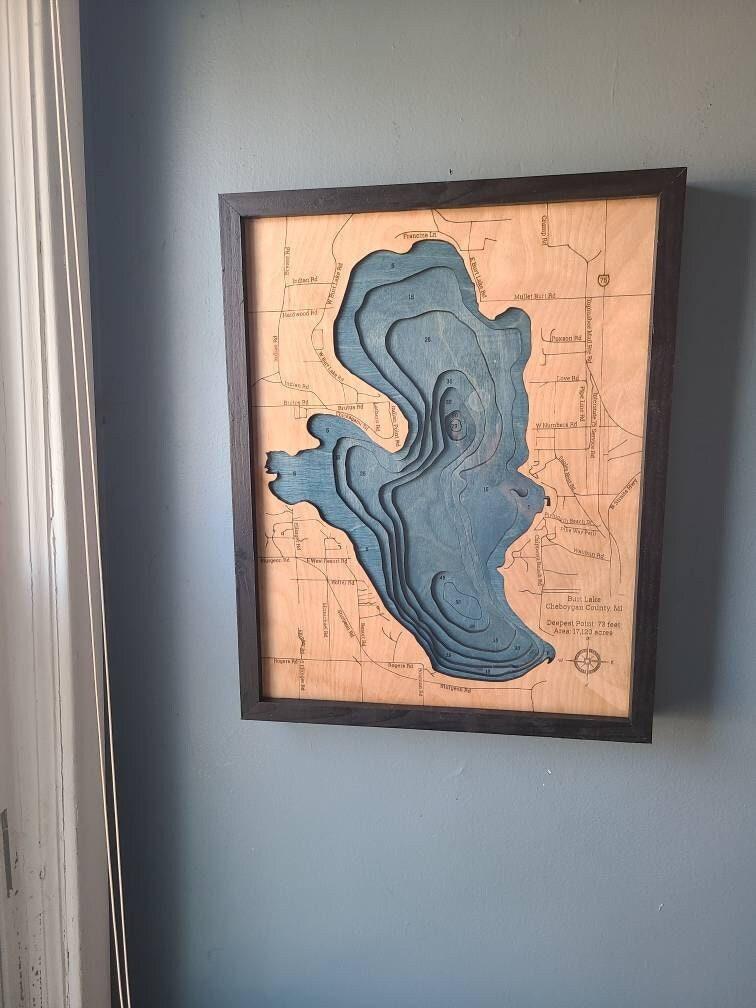 Burt Lake 3d Wood Map | MakerPlace by Michaels