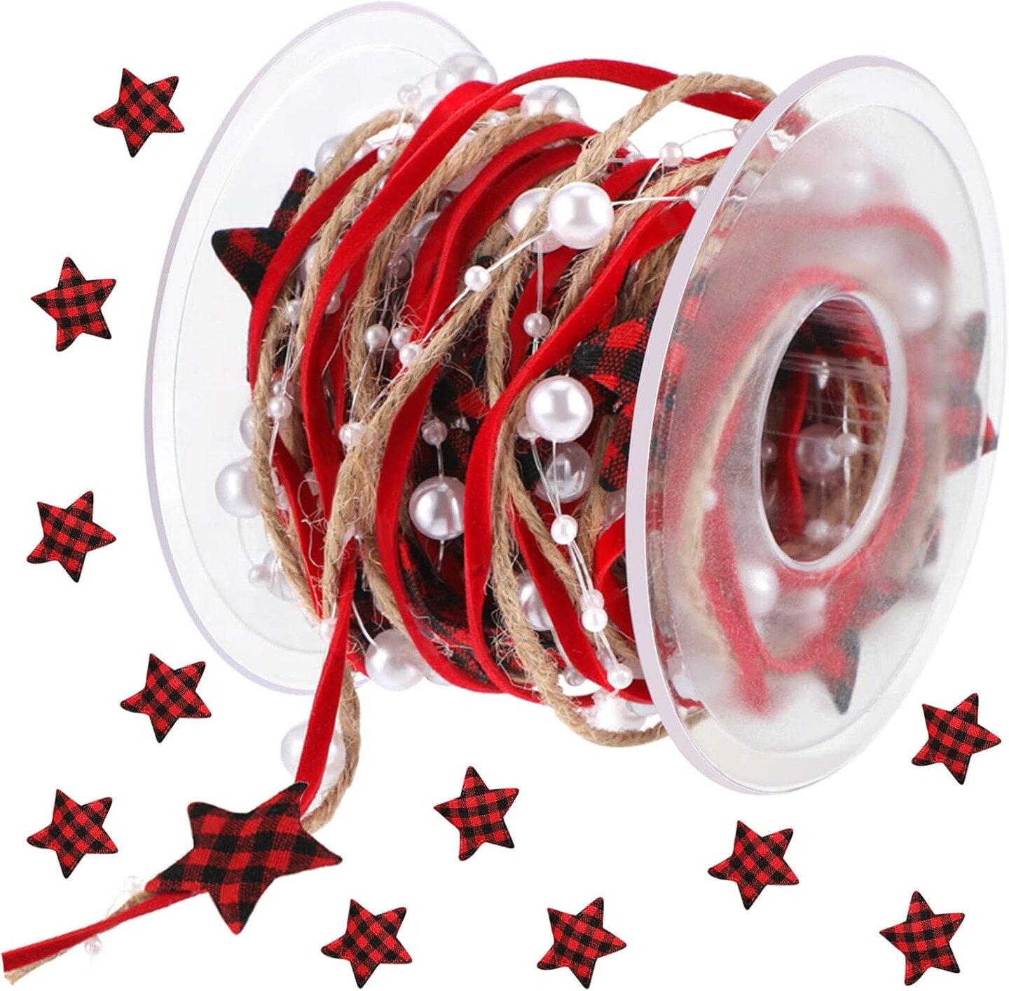 16.4ft Christmas Beads Ribbon Wired Christmas Embellishments for Crafts ...