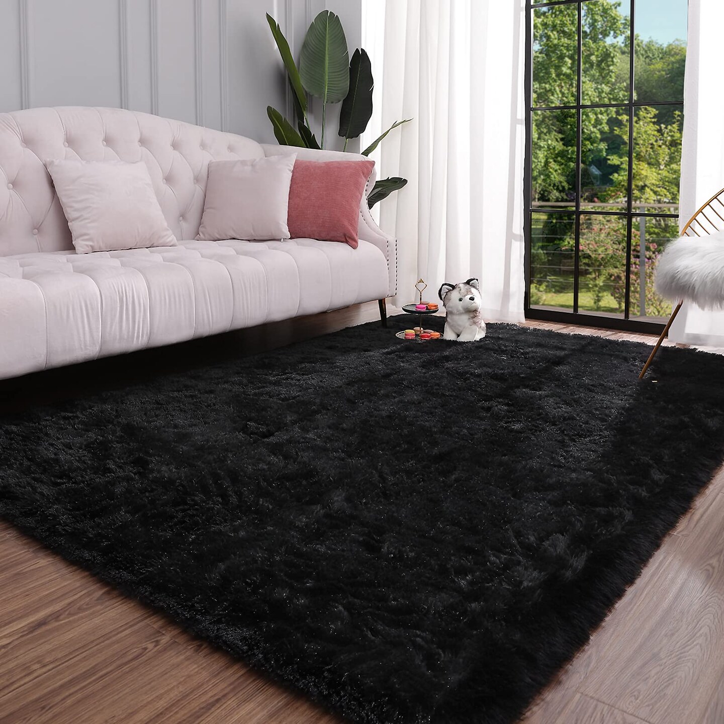 Keeko Premium Fluffy Black Area Rug Cute Shag Carpet Extra Soft and ...