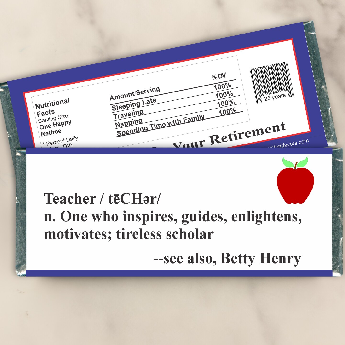 Personalized Teacher Retirement Candy Bar Wrappers - Custom Party ...