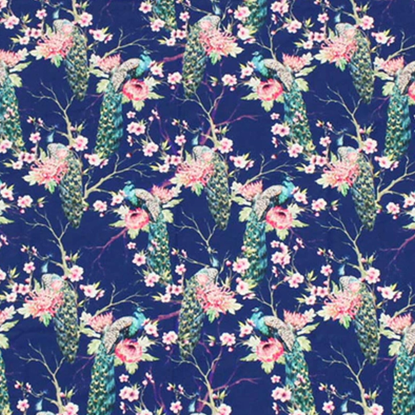Peacocks on Branches Printed Spandex | Michaels