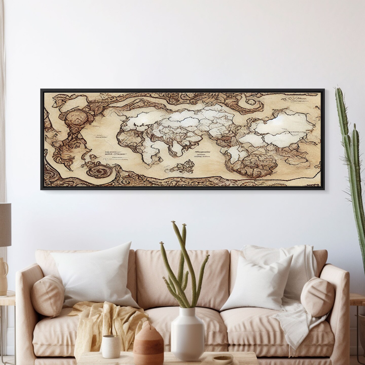 DND RPG World Map Concept Art, Ready To Hang Canvas Print, Panoramic ...