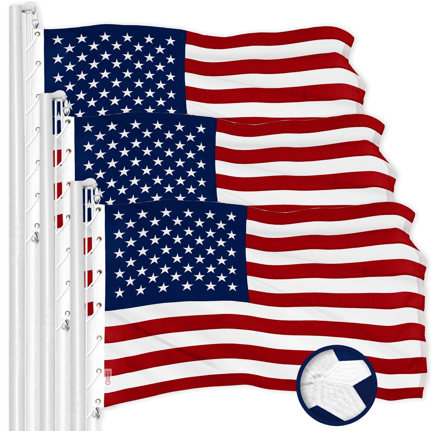 G128 3 Pack: American USA Flag | 20x30 Ft | ToughWeave Series ...