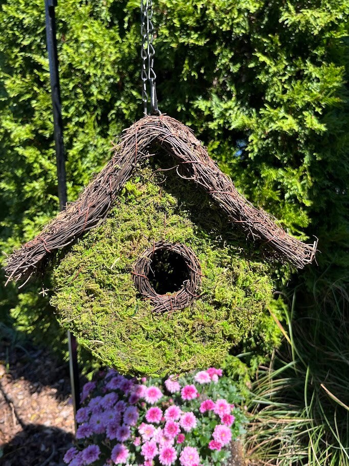 LOFT - Natural MOSS & Stick Birdhouse | Michaels