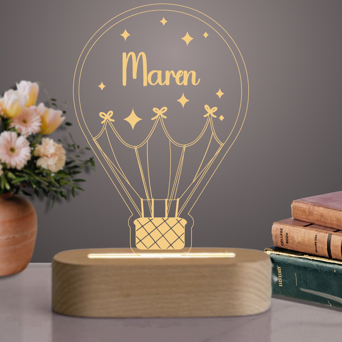 Personalized Hot Air Balloon Night Light, Hot Air Balloon Nursery Decor ...