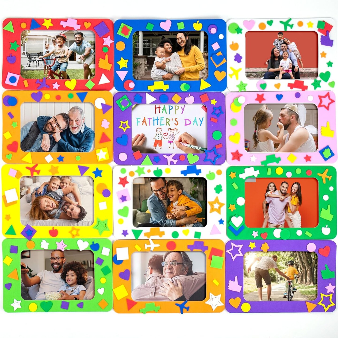 DIY Foam Picture Frame Craft Kit, 12-Pack of 4x6-Inch Colorful Picture ...