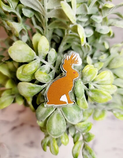 Jackalope Pin, Jackalope Art, Cryptid Witch, Cryptid Buttons, Acrylic ...