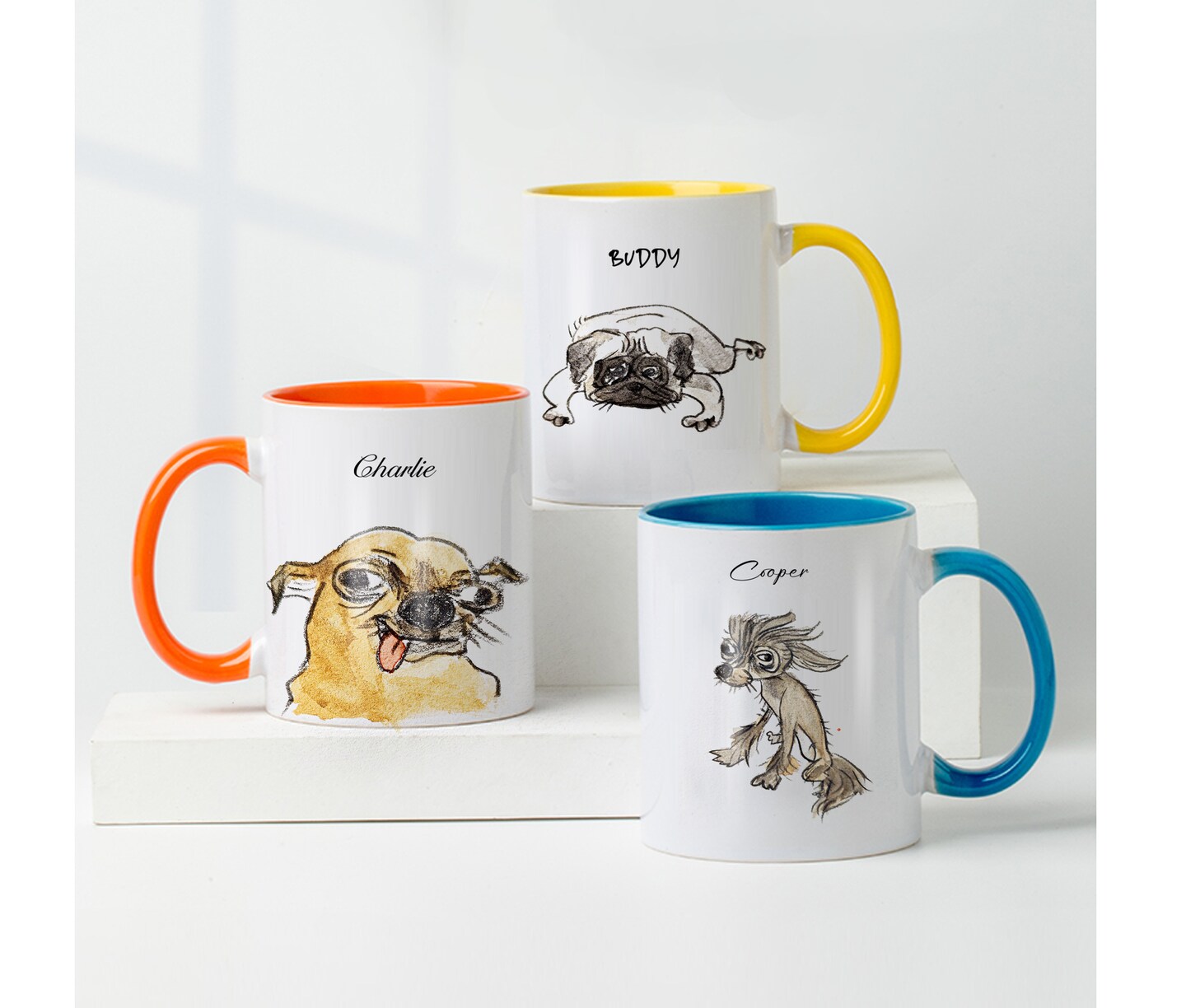 Custom Dog Face Mug Personalized Watercolor Dog Face Pattern Mug Funny ...