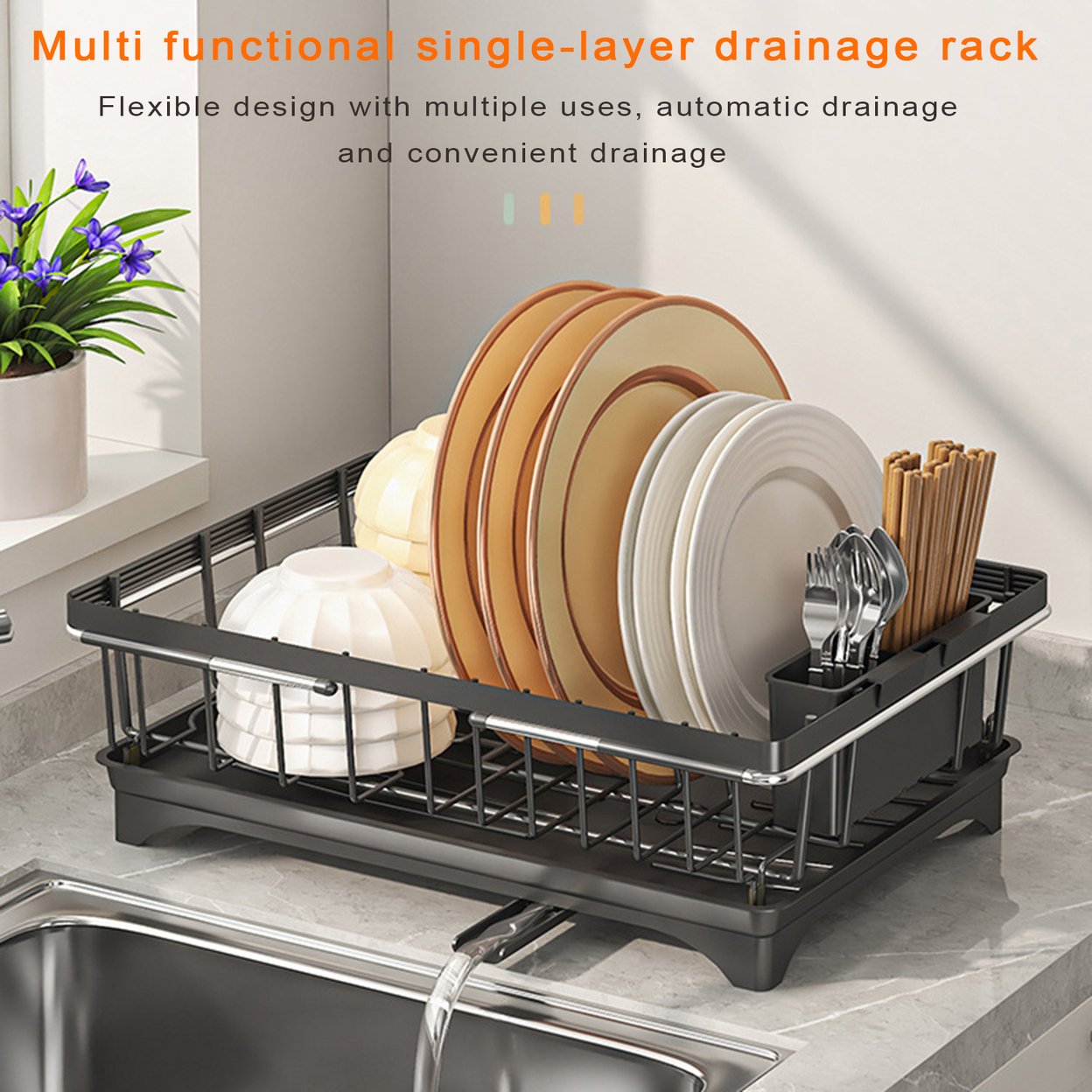 Kitchen Dish Drainage Rack Retractable Stainless Steel Choplastick ...