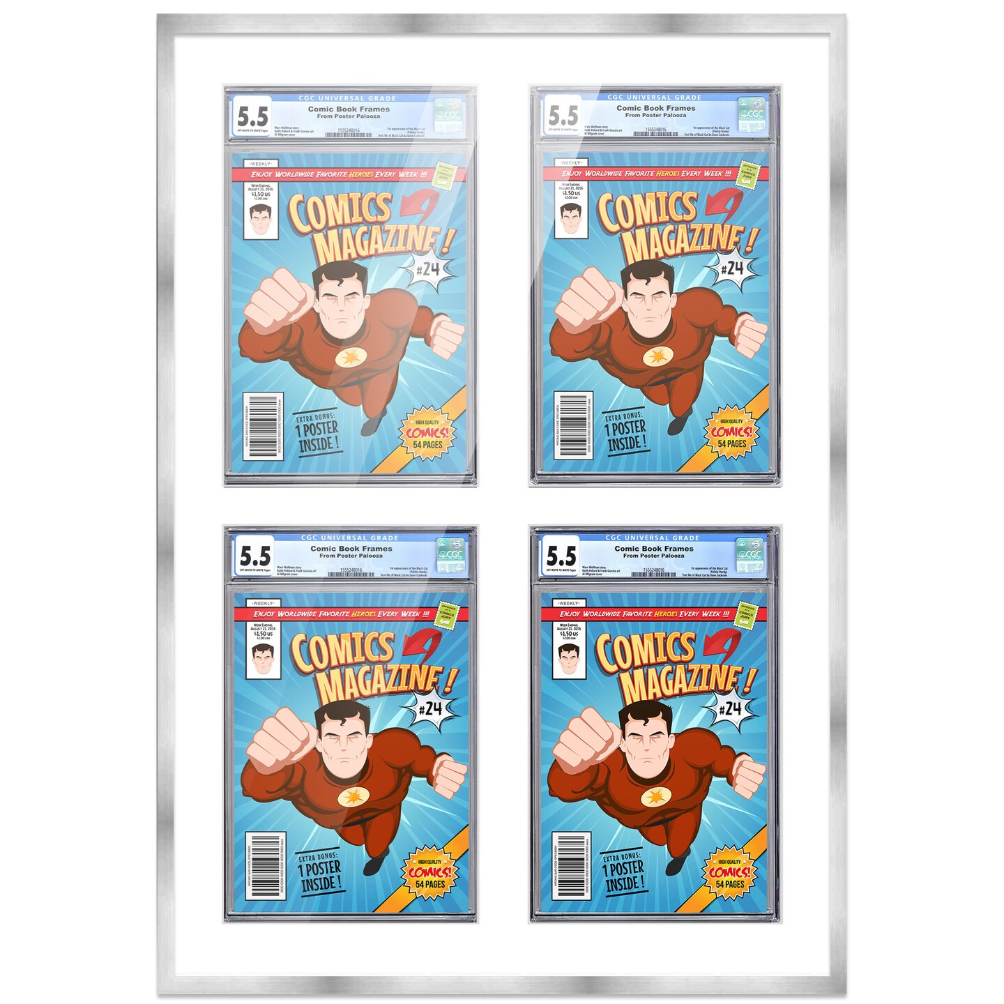 Comic Book Display Frame for CGC, PGX Graded, Slabed Comics - Silver ...