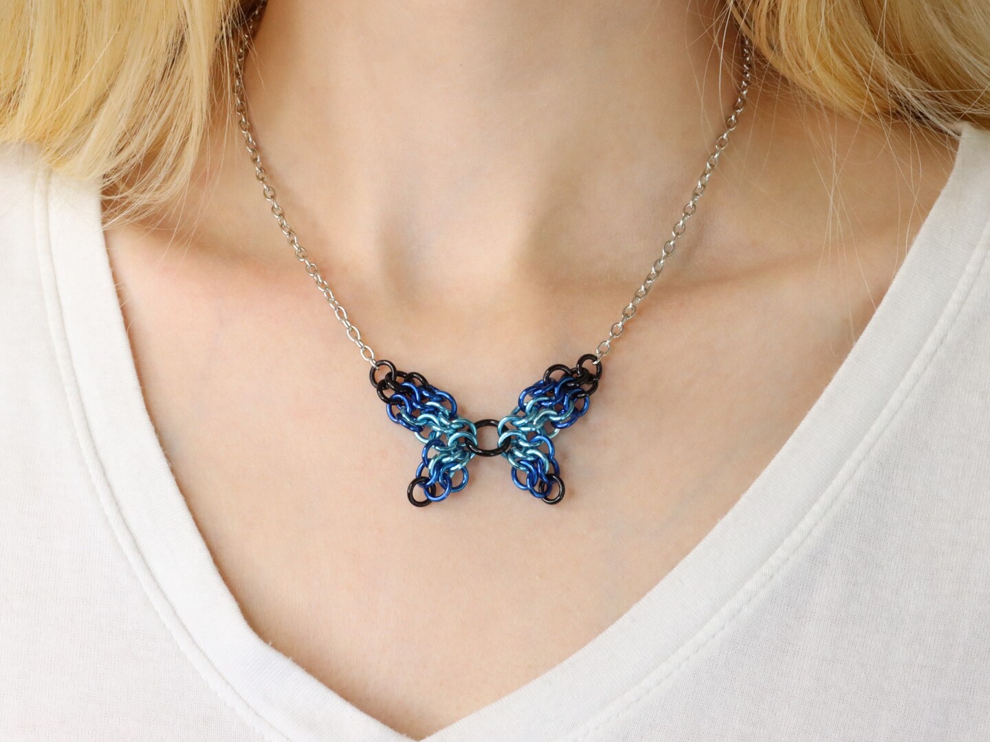 Chainmail Butterfly Necklace - Fantasy Wing Pendant Handmade in Your ...