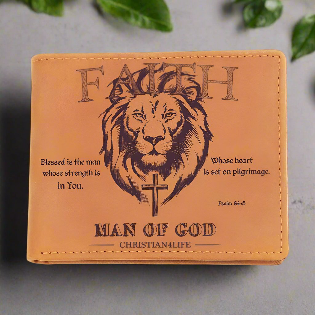 "Man of God" Graphic Leather Wallet, Christian wallet, Lion and Cross ...