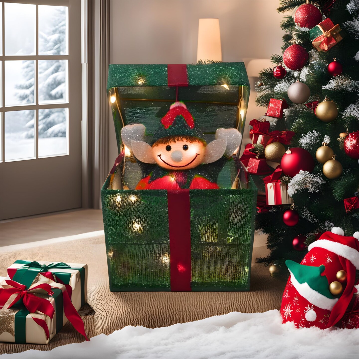 SkyMall Decorative Lighted Animated Pop Up Elf Box | Michaels