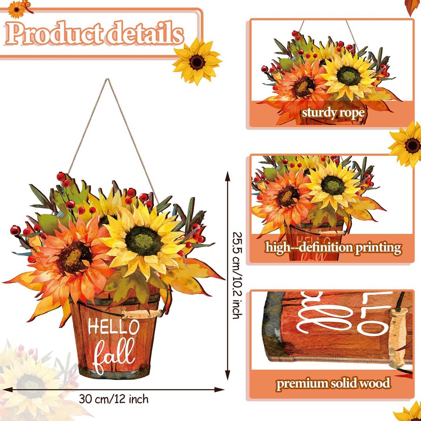 Hello Fall Sign Hello Fall Door Sign Wooden Farmhouse Home Sign with ...