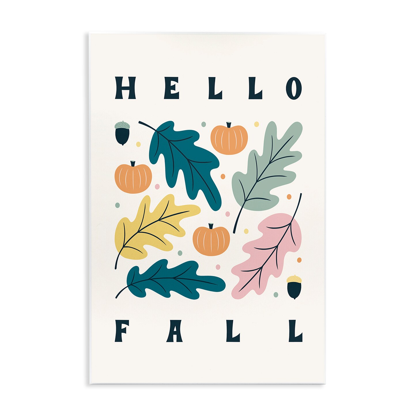 Hello Fall Modern Pastel Autumn Leaves Typography Wall Plaque Art ...