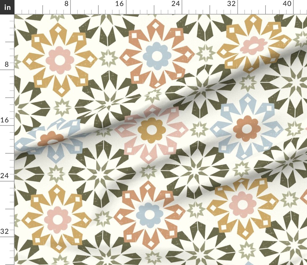 Various Fabrics by the Yard or Fat Quarter Faux Tile Geometric Modern ...