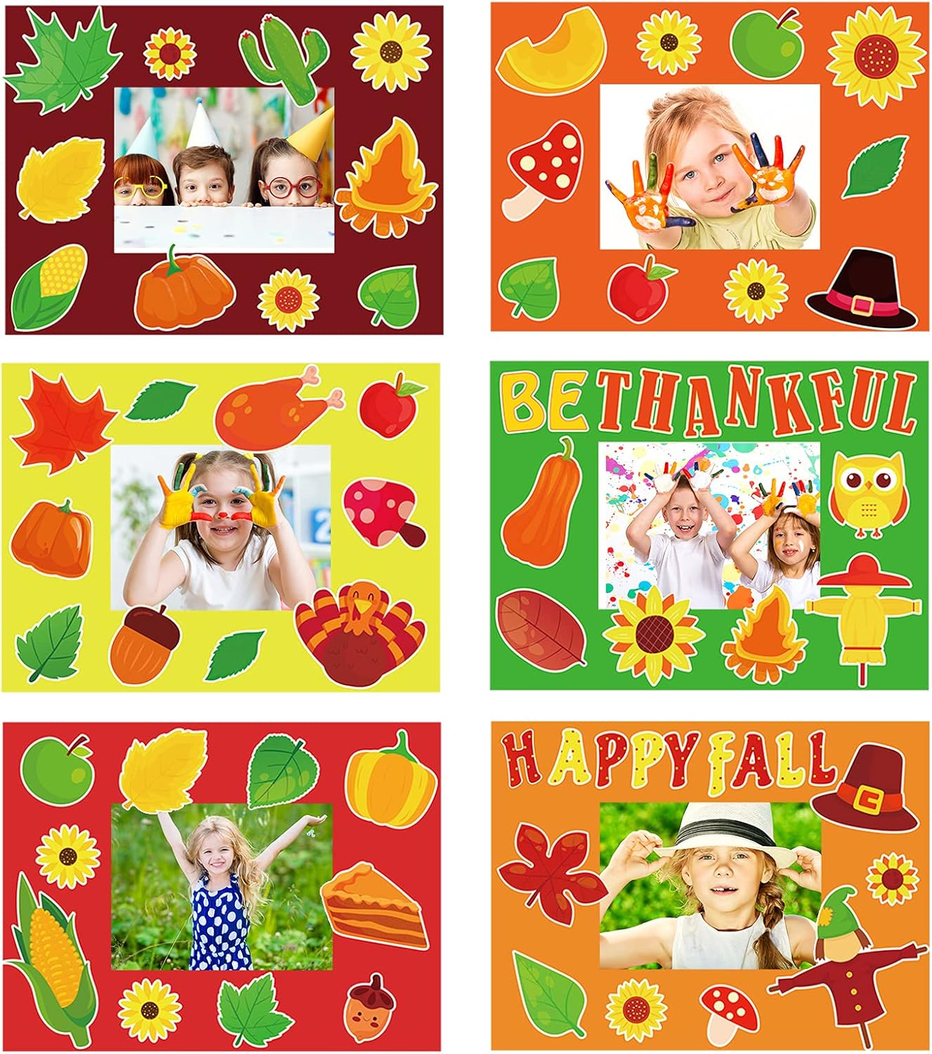 30 Packs Fall Picture Frame Craft Kits for Kids – DIY Thanksgiving ...