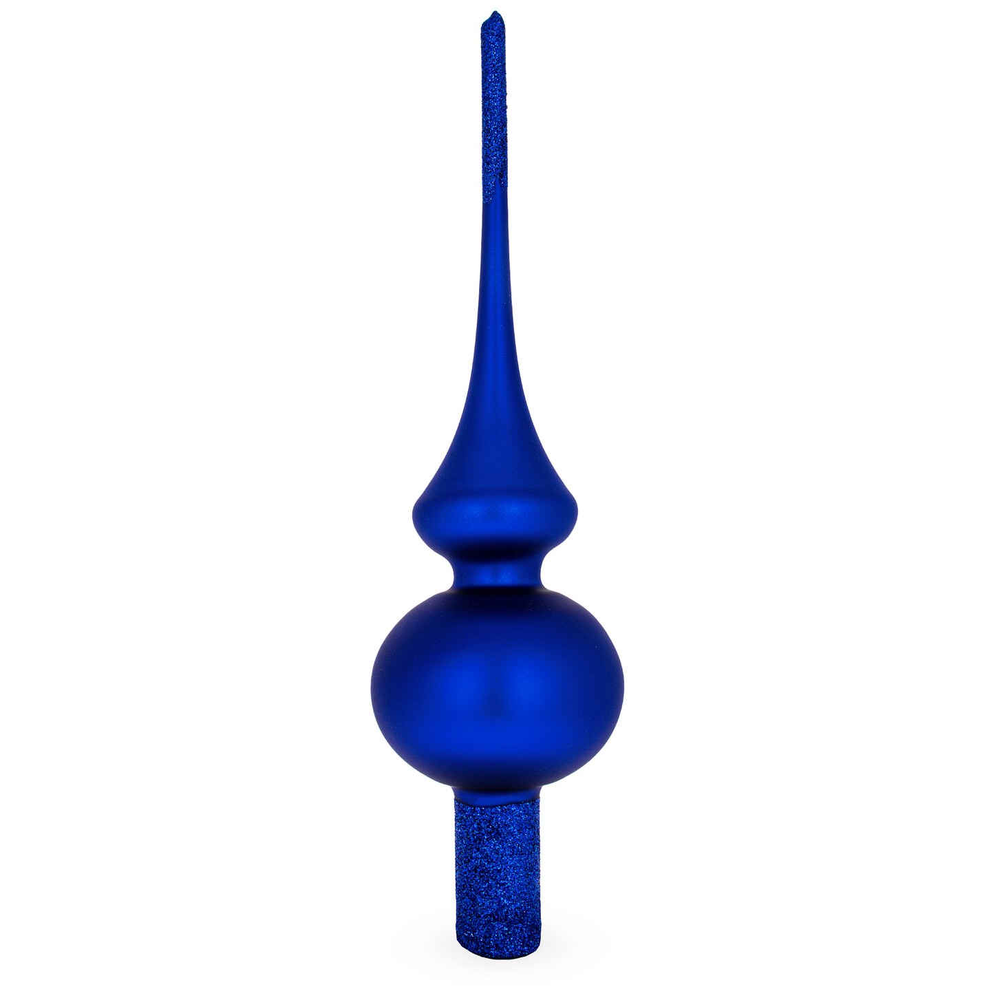 Matte Blue with Sparkling Top Mouth Blown Glass Christmas Tree Topper ...