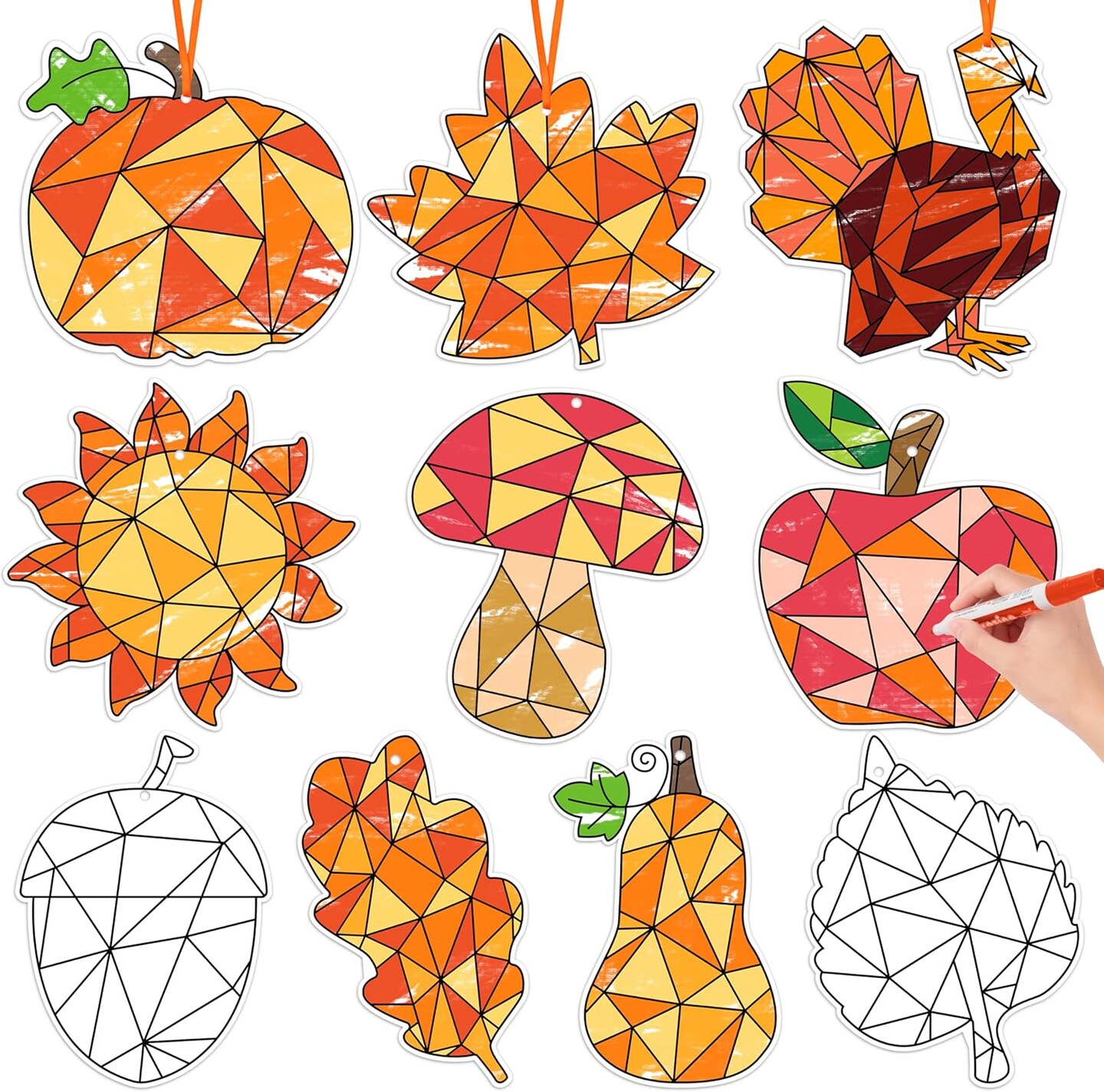 83Pcs Color Your Own Fall Kit for Kids Thanksgiving DIY,Coloring Fall ...