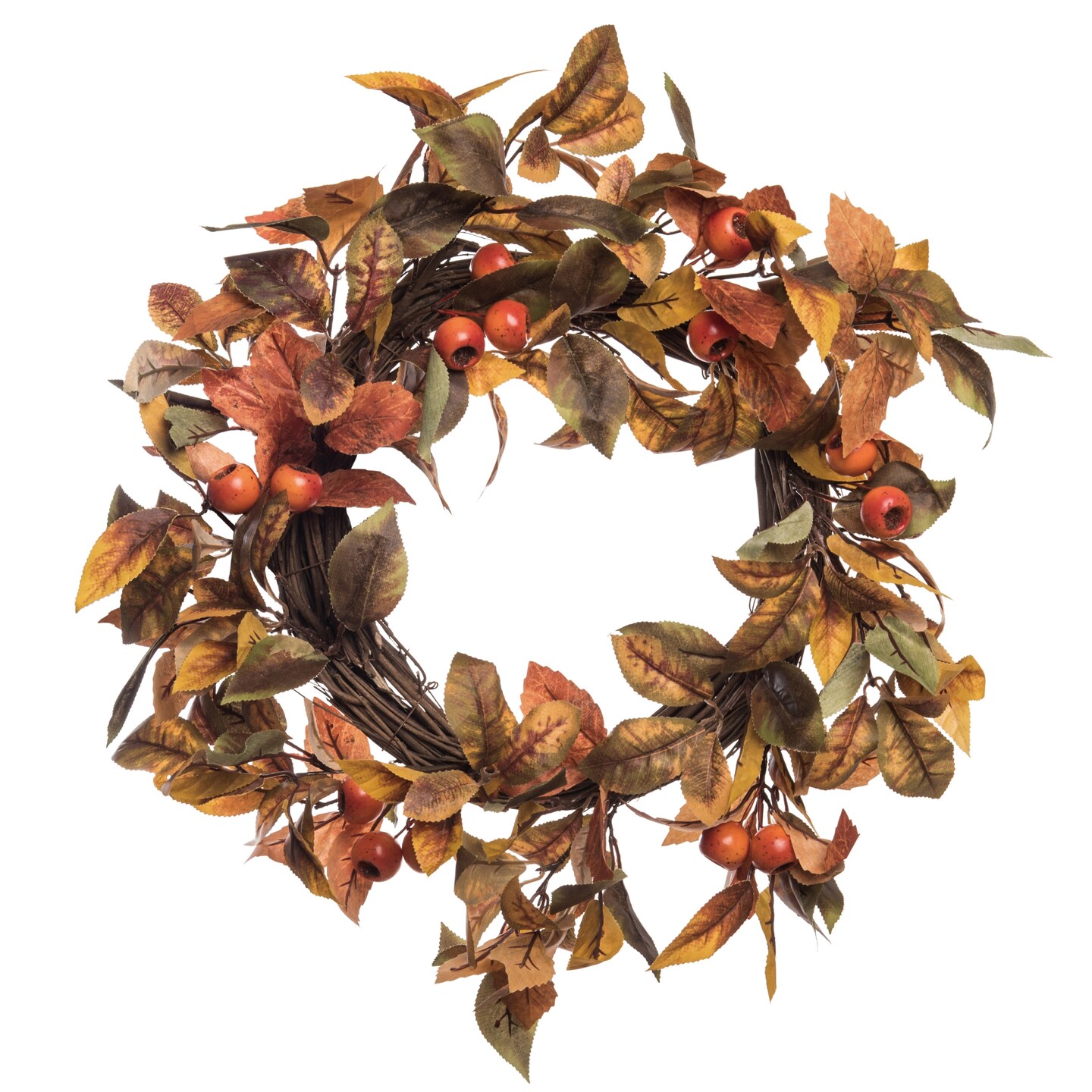 Transpac 24" Multicolor Harvest Leaves Wreath - Petite Autumn Floral ...