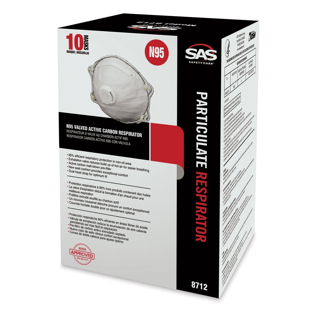 SAS Safety N95 Valved Active Carbon Respirator - Box of 10 | Michaels