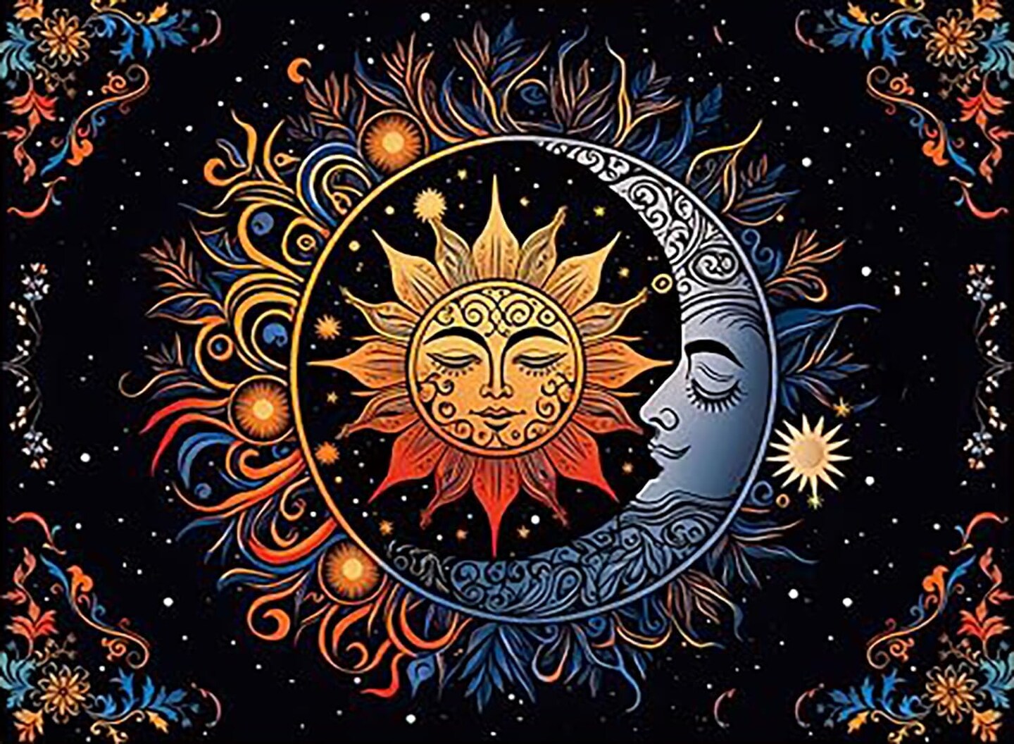 Diamond Art Kits for Adults,5D Sun and Moon Diamond Painting DIY ...