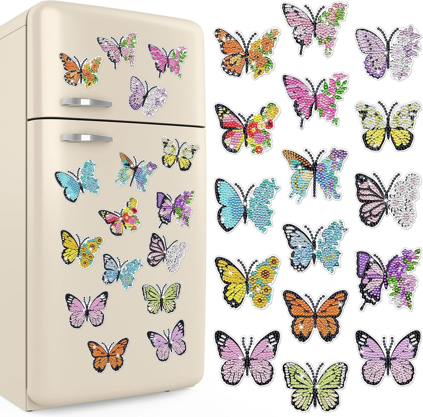 16 Pcs Butterfly Diamond Art Magnets Kits for Refrigerator Butterfly ...